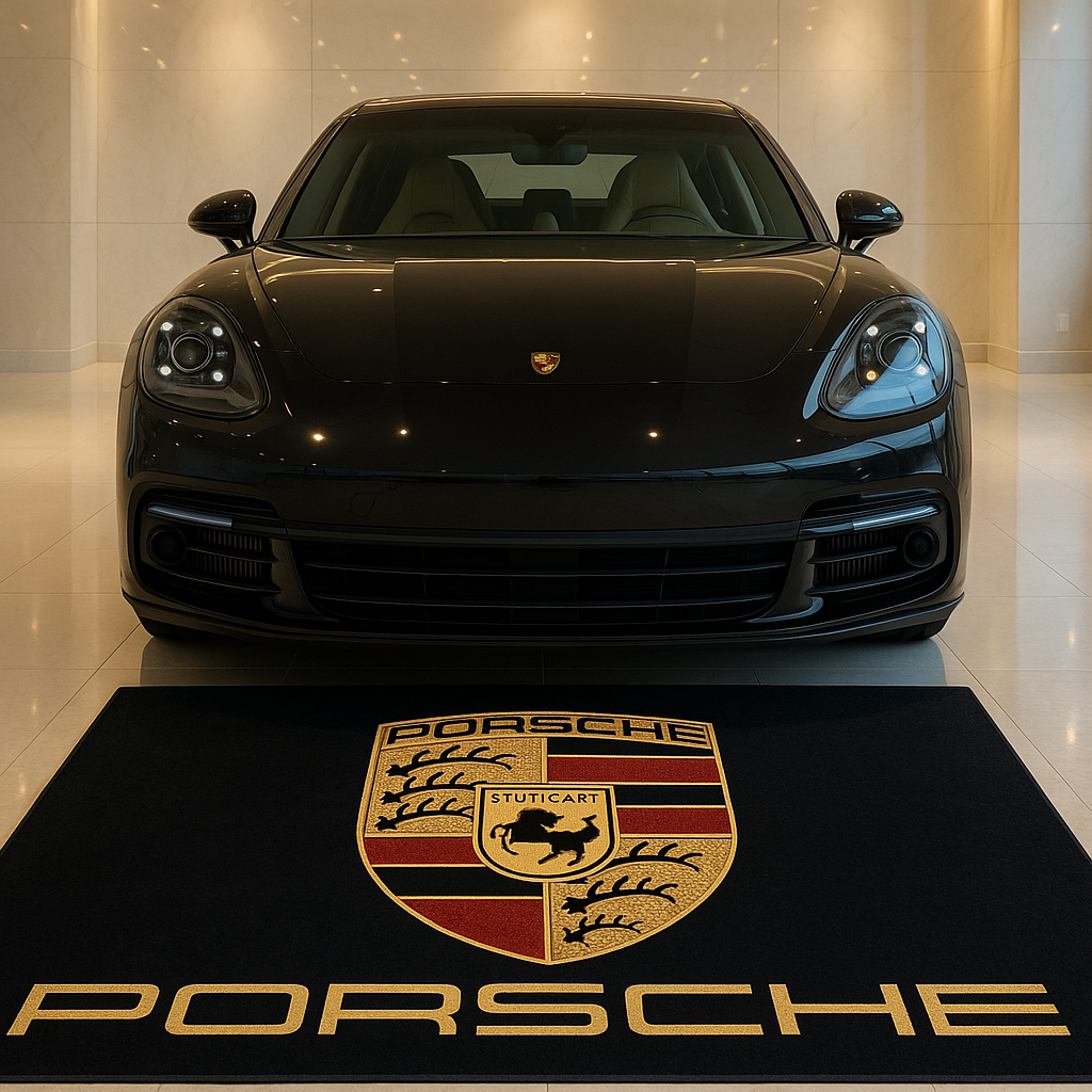 Porsche 5x7 ft (60x87") Luxury Garage Mat | Non-Slip Elite Floor Rug ...